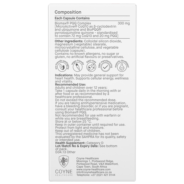 Coyne Healthcare Biomax PQQ with CoQ10 300mg 30 Caps - Anewable